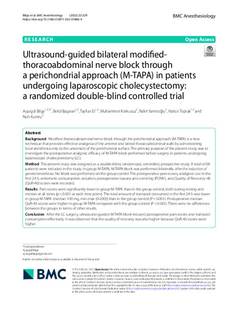 Pdf Ultrasound Guided Bilateral Modified Thoracoabdominal Nerve Block Through A Perichondrial