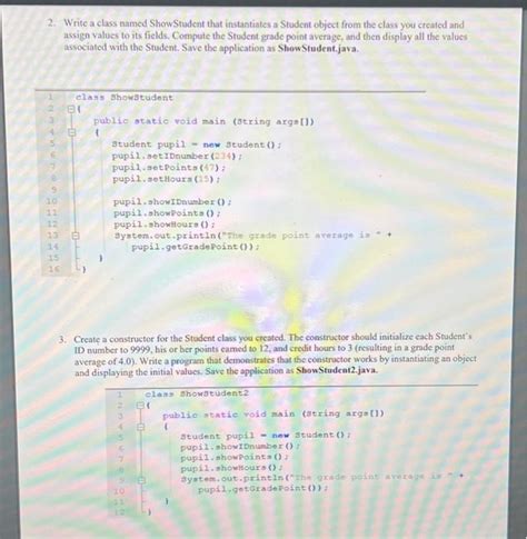 Solved 1. Create a class named Student that has fields for | Chegg.com