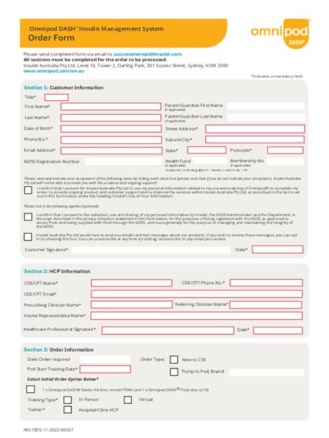 Fillable Online Order Form Product Familiarisation Program Omnipod