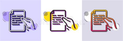 Document Line Icon Hold Doc File Page Sign Halftone Dotted Pattern Vector Stock Illustration