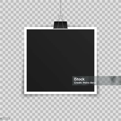 벡터 사진 프레임 모형 디자인입니다 투명 한 배경에 격리 된 클립에 매달려 사진 프레임 벡터 일러스트레이션 0명에 대한 스톡 벡터 아트 및 기타 이미지 Istock