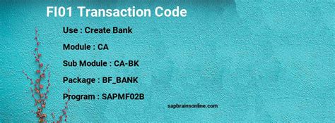 Fi01 Sap Tcode For Create Bank