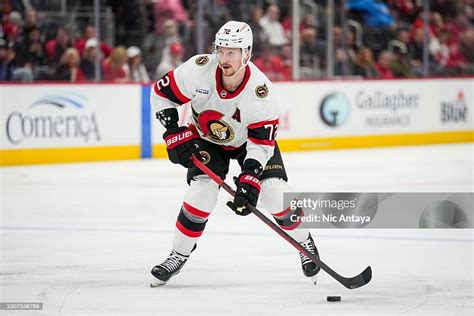Thomas Chabot Of The Ottawa Senators Skates With The Puck Against The