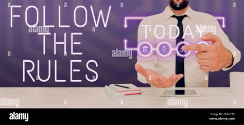 Text Showing Inspiration Follow The Rules Word Written On Learn To