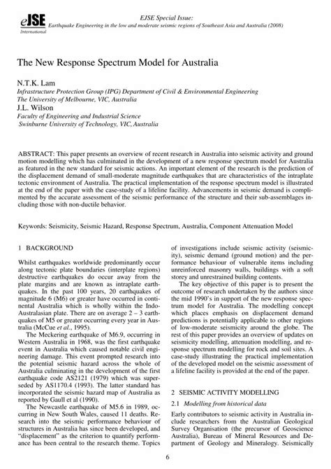 Pdf The New Response Spectrum Model For Australia · Keywords