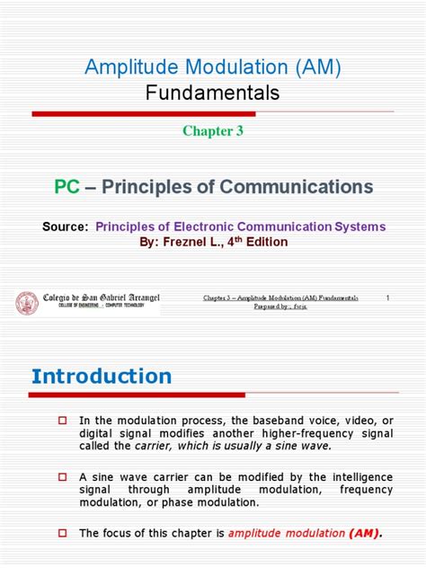Chapter 3 Amplitude Modulation Fundamentals Prof Pdf Modulation Frequency Modulation