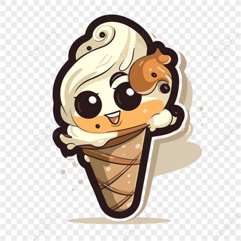 귀여운 아이스크림 만화 캐릭터가 있는 아이스크림 콘 벡터음식재료 Png 일러스트 무료 다운로드 Lovepik