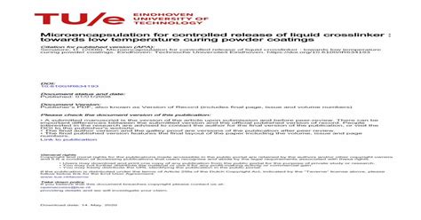 Pdf Microencapsulation For Controlled Release Of Liquid Pdf Microencapsulation For Controlled Release Of Liquid