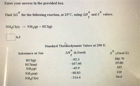 solved enter your answer in the provided box find Δg for