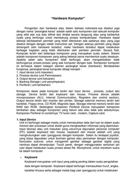 Perangkat Keras Komputer Hardware Pptx