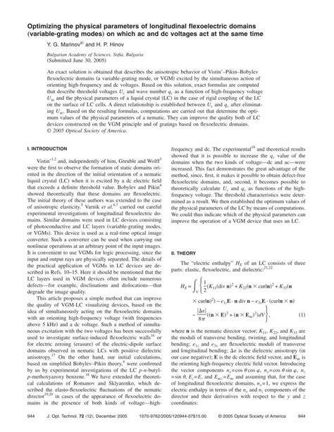Pdf Optimizing The Physical Parameters Of Longitudinal Flexoelectric