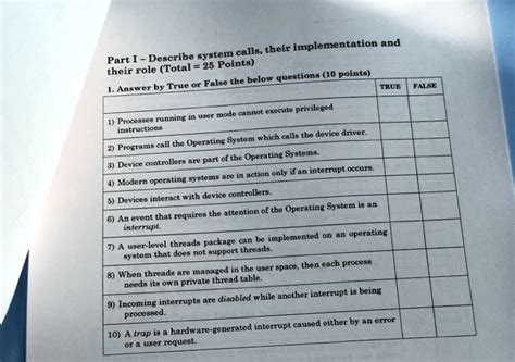 solved part i describe system calls their implementation and their