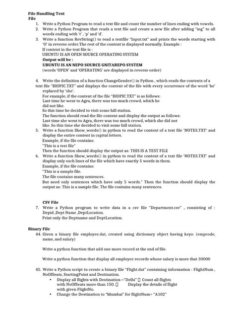 File Handling Program List Pdf Computer File Text File