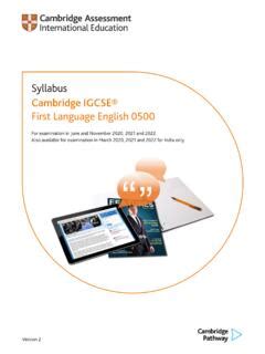 Syllabus Cambridge IGCSE First Language English 0500 Syllabus Cambridge Igcse 174 First
