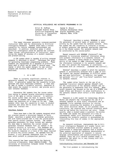 Pdf Artificial Intelligence And Automatic Programming In Cai