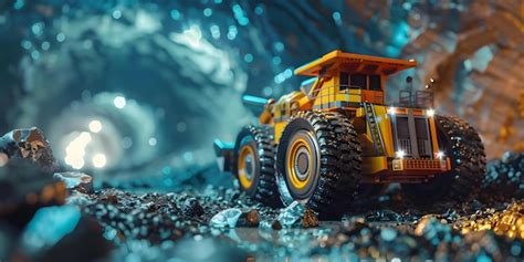 Premium Photo Persistent Mining Robot Extracts Minerals Efficiently In Harsh Underground