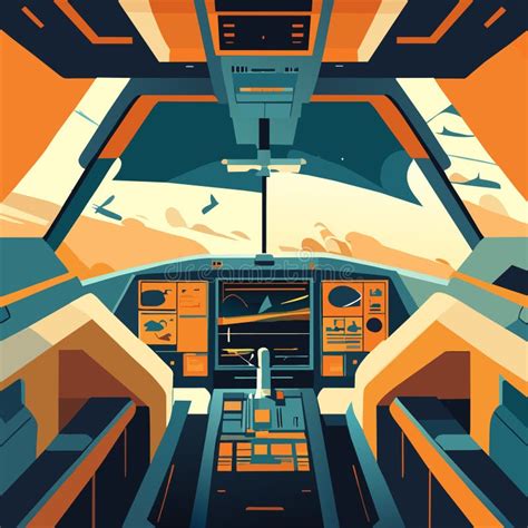 Cockpit Of A Spaceship Vector In Cartoon Style Generative Ai Stock