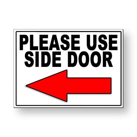 Please Use Side Door Arrow Left Sign Decal Ms049 Magnetic Sign Etsy