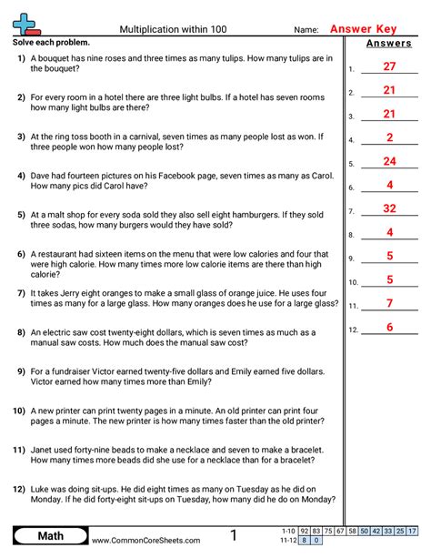 Word Problems Worksheets