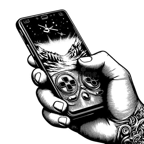 human holding smartphone in a detailed illustration vector generative ai stock vector