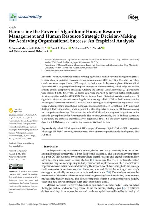 (PDF) Harnessing the Power of Algorithmic Human Resource Management and Human Resource Strategic ...