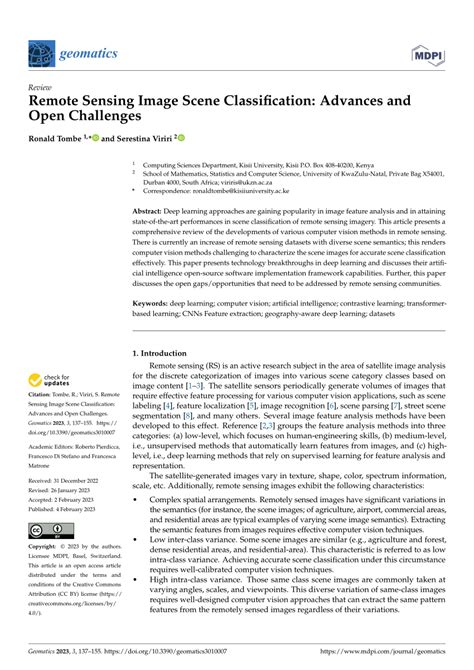 PDF Remote Sensing Image Scene Classification Advances And Open Challenges