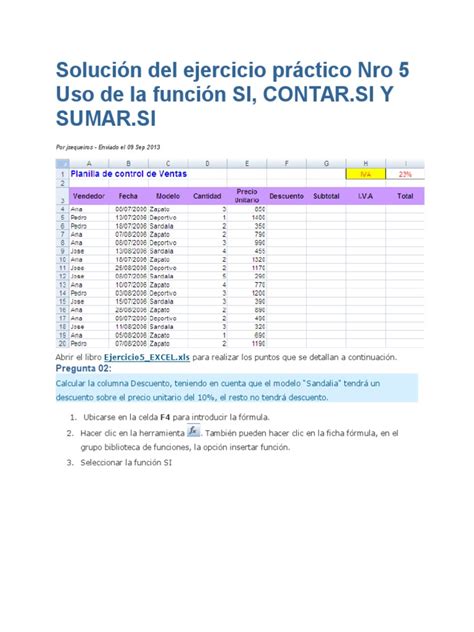 Ejercicios Excel Pdf Microsoft Excel Hoja De Cálculo
