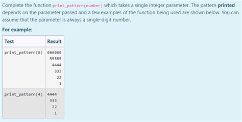Solved Complete The Function Print Pattern Number Which Chegg Com