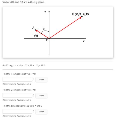 Solved Vectors Oa And Ob Are In The X Y Plane Theta 57