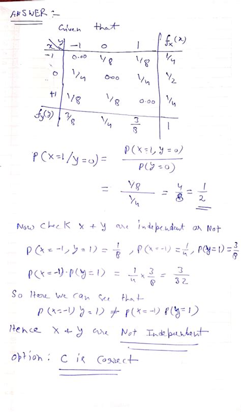 0 Consider The Discrete Random Variables X And Y With The Following