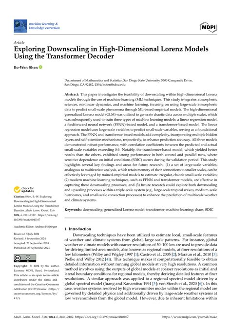 Pdf Exploring Downscaling In High Dimensional Lorenz Models Using The