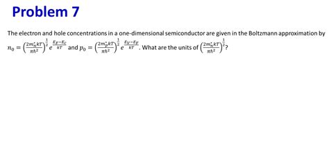 Solved The Electron And Hole Concentrations In A