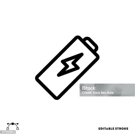 편집 가능한 스트로크가 있는 배터리 라인 아이콘 디자인 웹 페이지 모바일 앱 Ui Ux 및 Gui 디자인에 적합합니다 Generic에 대한 스톡 벡터 아트 및 기타 이미지