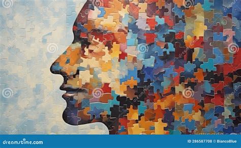 Abstract Human Head Made of Unsolved Puzzle Pieces, Maximalism ...