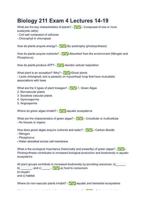 biology 211 exam 4 lectures 2026 questions and answers solved 100