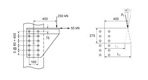 Bolt Groups Subjected To An Eccentric And Inclined Point Load Design Example Using Cisc Sds 2