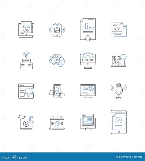 Artificial Intelligence Line Icons Collection Robotics Learning Automation Neural Algorithm