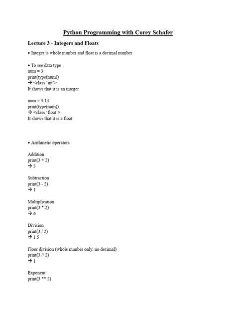 Python Programming With Corey Schafernotes3 Pdf