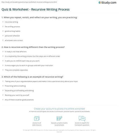 Quiz And Worksheet Recursive Writing Process