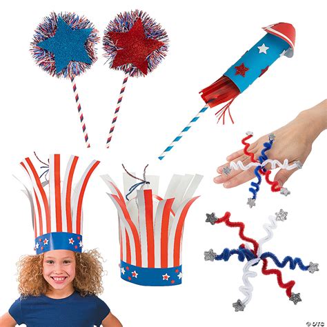 Bulk Patriotic Firecracker Craft Kit Assortment Makes 48 Oriental