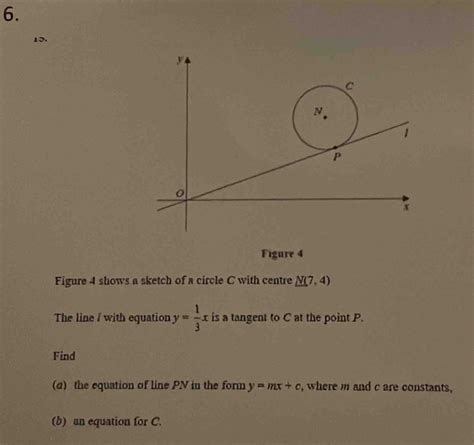 solved figure 4 figure 4 shows a sketch of a circle c with centre n 7