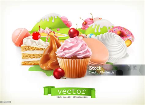 달콤한가 게 제과 및 디저트 케이크 컵 케 익 사탕 캐 러 멜 3 차원 벡터 일러스트 레이 션 사탕에 대한 스톡 벡터 아트 및 기타 이미지 Istock