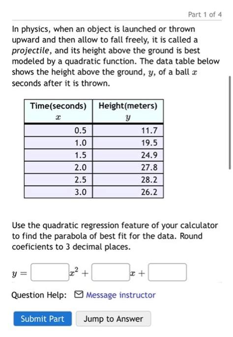 Solved The Table Below Shows The Height Ht In