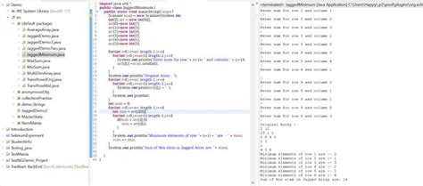 hands on with jagged arrays in java minimum finder project designed… sayyad jakeer hussain