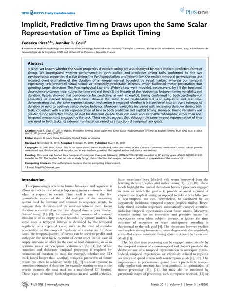 Pdf Implicit Predictive Timing Draws Upon The Same Scalar