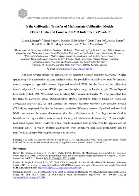 Pdf Is The Calibration Transfer Of Multivariate Calibration Models