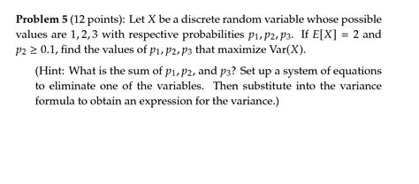 solved problem 5 12 points let x be a discrete random