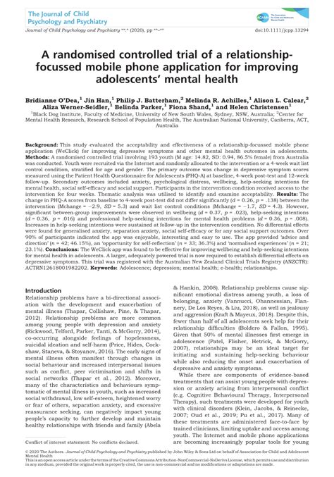Pdf A Randomised Controlled Trial Of A Relationship‐focussed Mobile