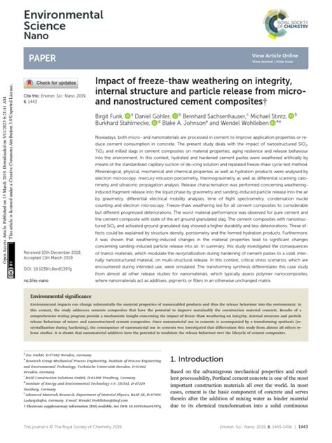 Impact Of Freeze Thaw Weathering On The Integrity Internal Structure