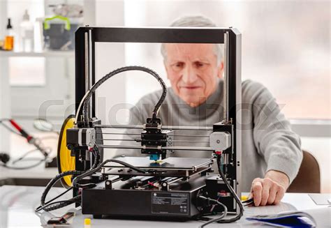 Man With 3d Printer Stock Image Colourbox